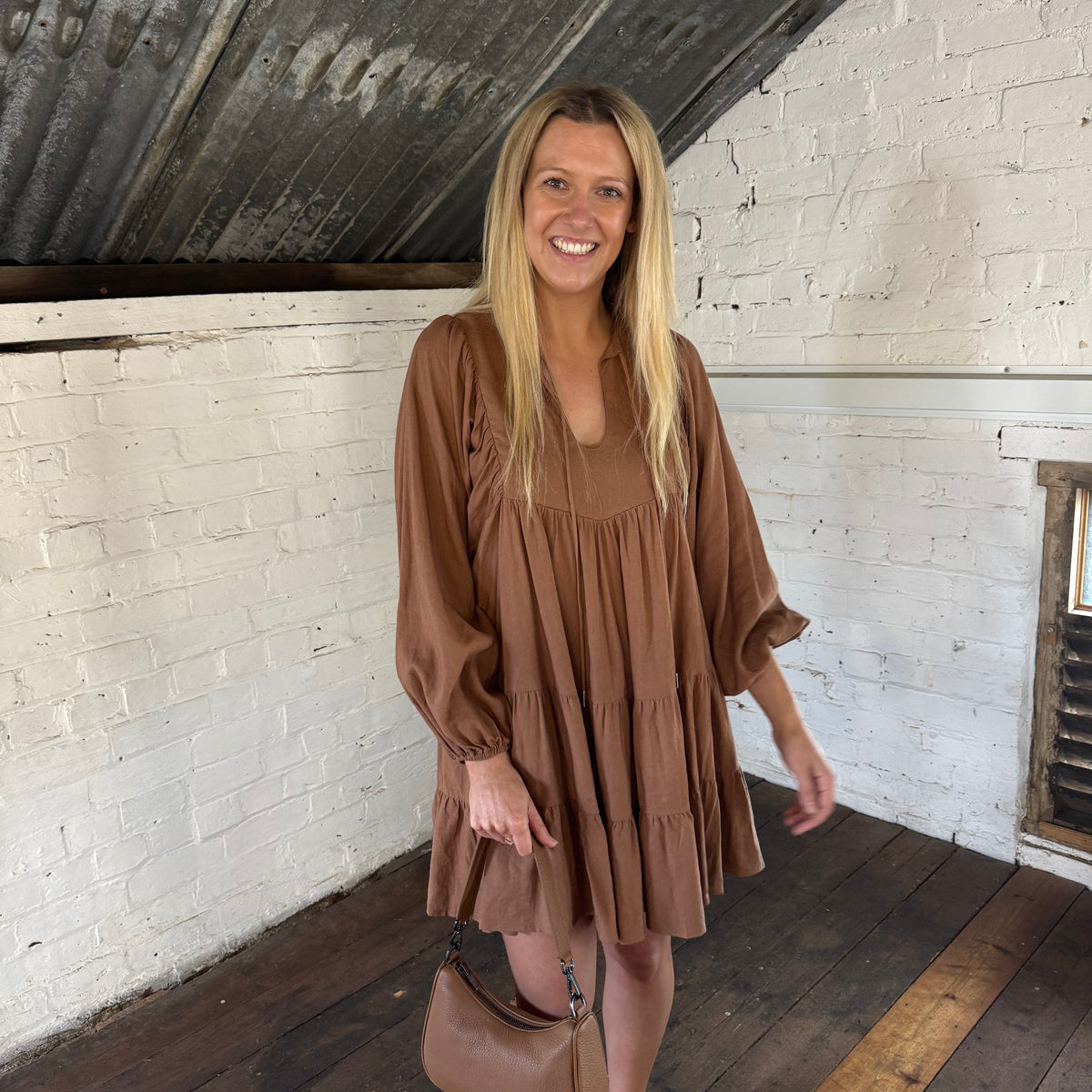 Venus Dress - Toffee LINEN BLEND. – Seven Sundays Co