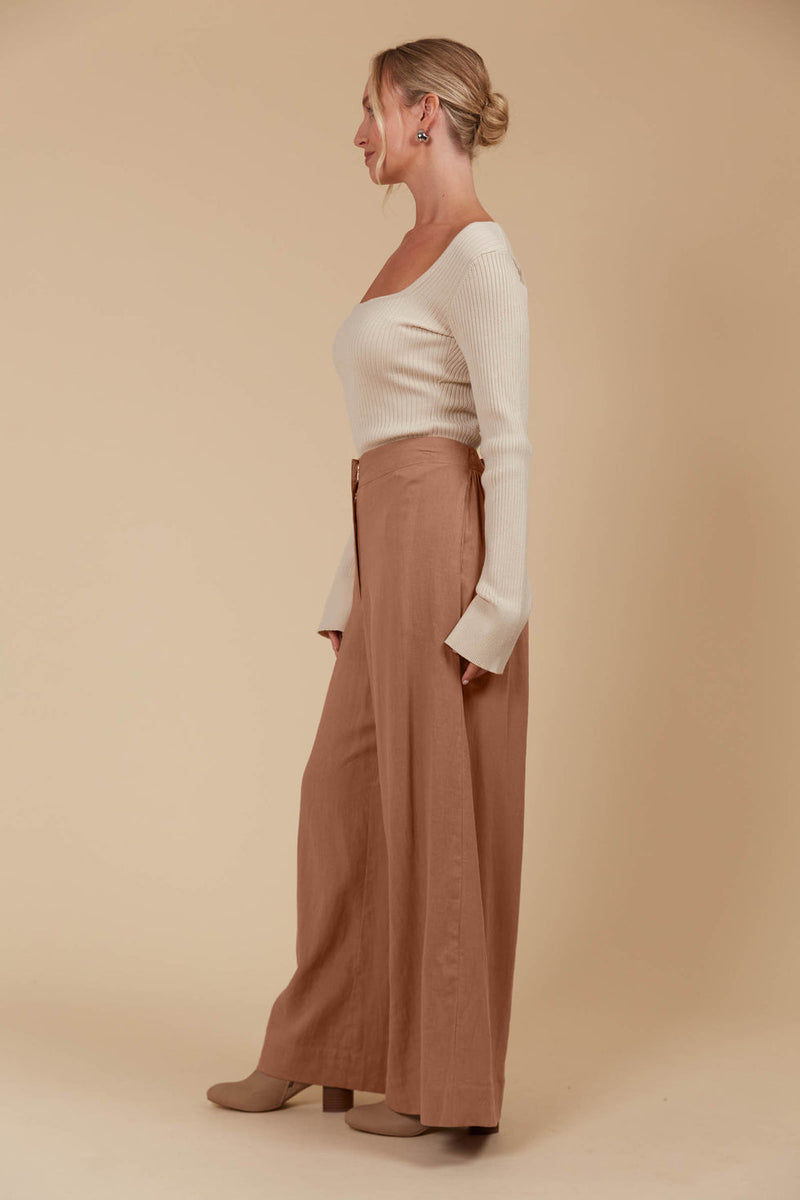 Venus Pant - Toffee. LINEN BLEND. PREORDER MID MARCH – Seven Sundays